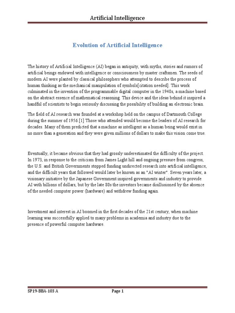 Evolution of Artificial Intelligence | PDF | Artificial Intelligence ...