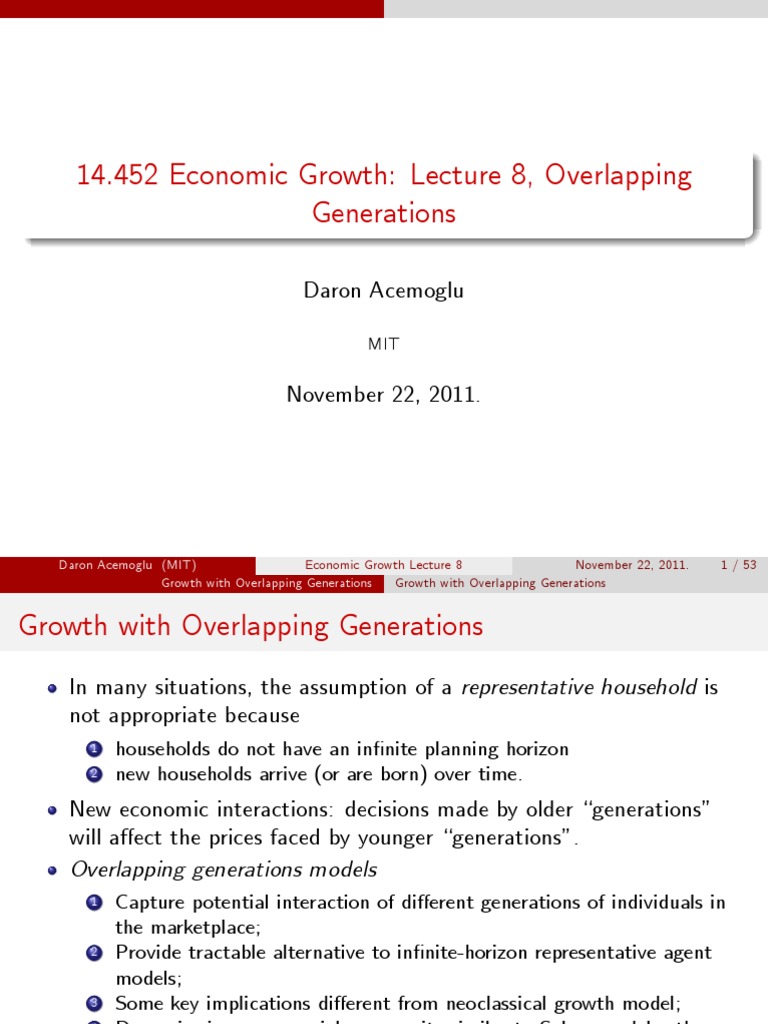 Lecture 8 - Overlapping Generations PDF | PDF | Pareto Efficiency | Economics