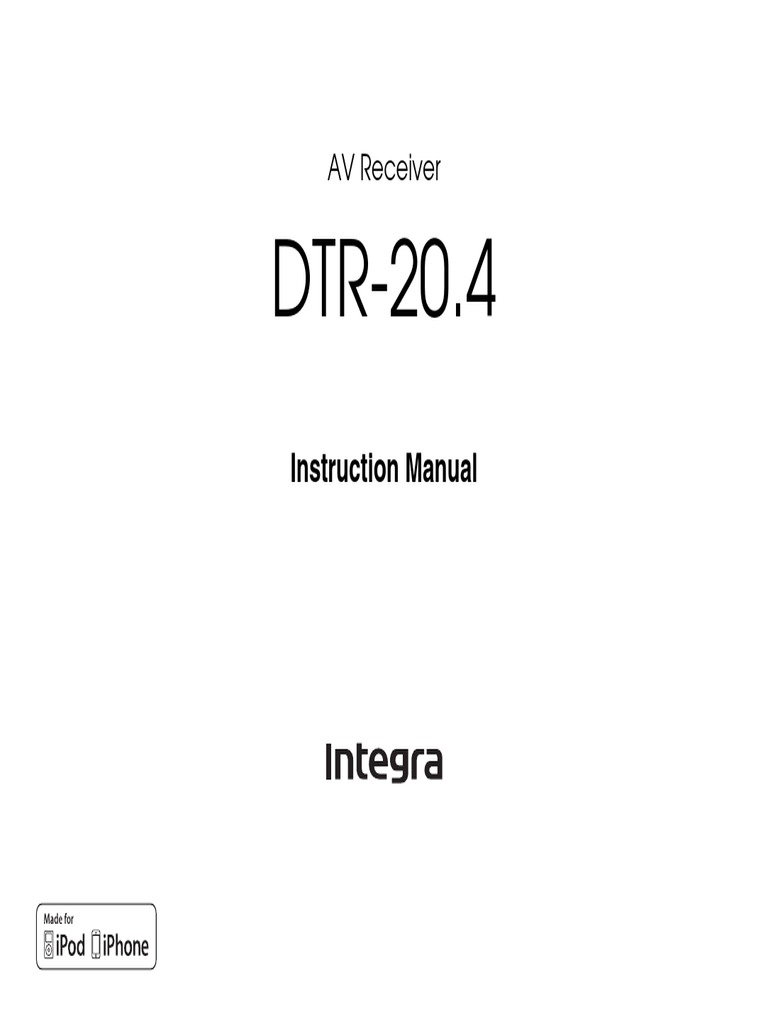 Integra DTR 20.4 Installation Manual | PDF | Loudspeaker | Hdmi