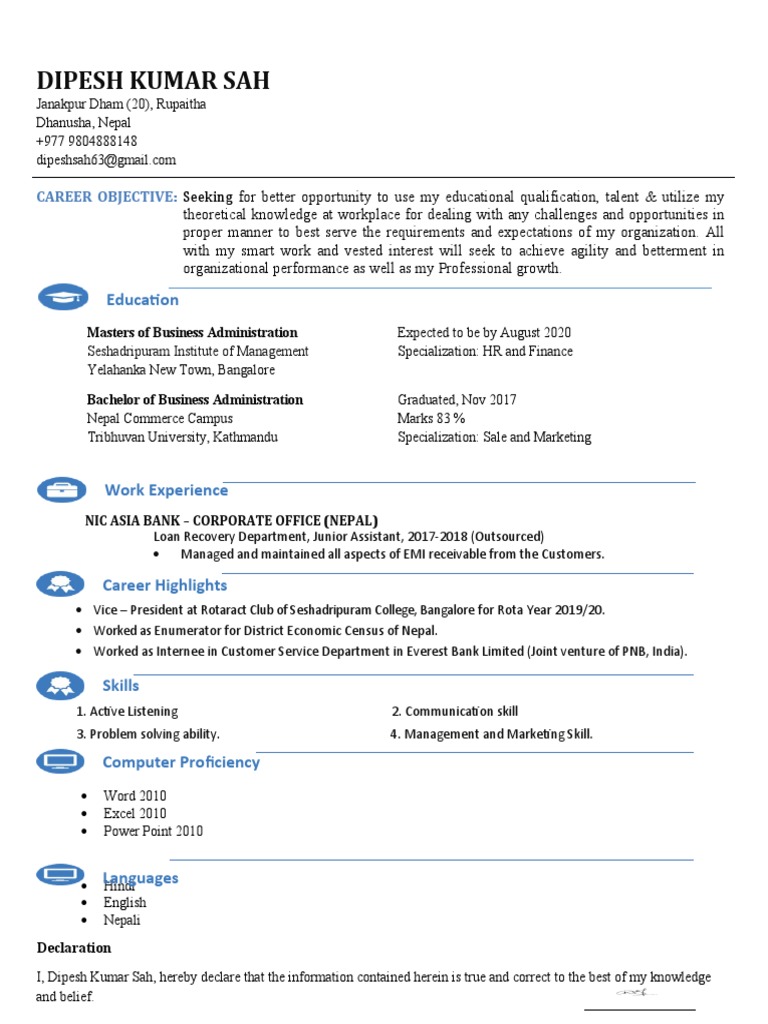 Dipesh Kumar Sah: Education | PDF