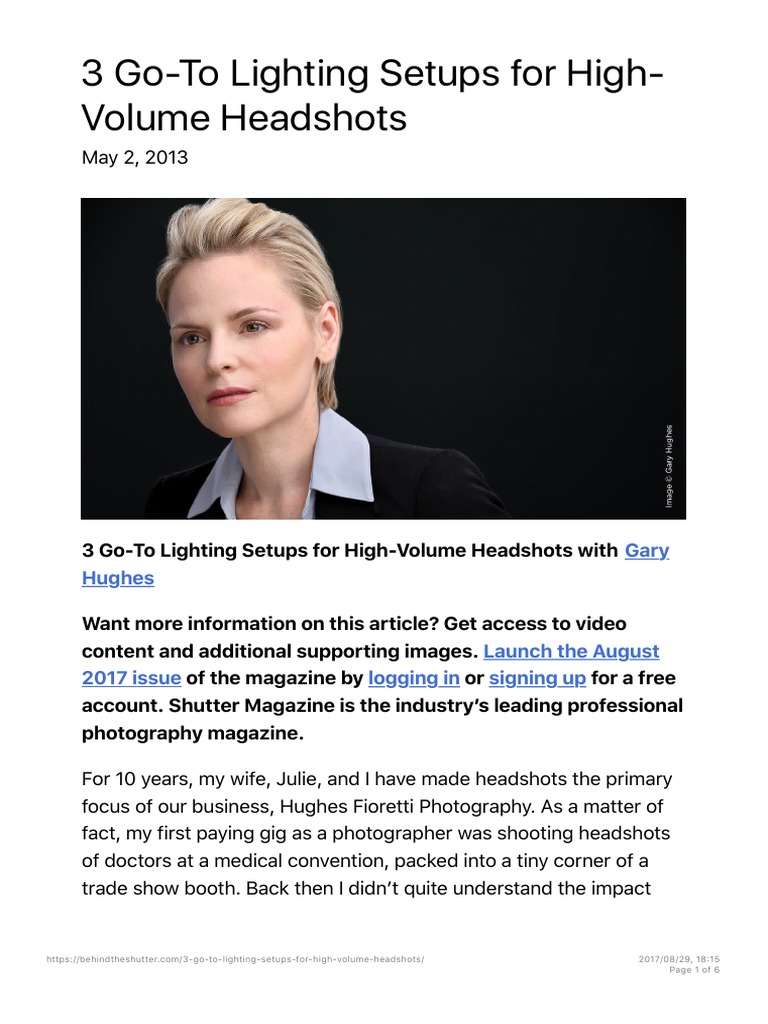 3 Go-To Lighting Setups For High-Volume Headshots | Download Free PDF ...
