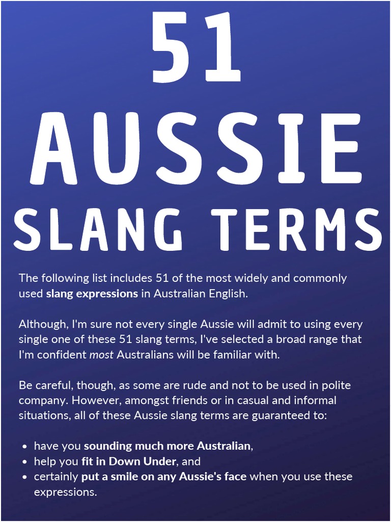 How To Speak Australian - Slang - Terms | PDF