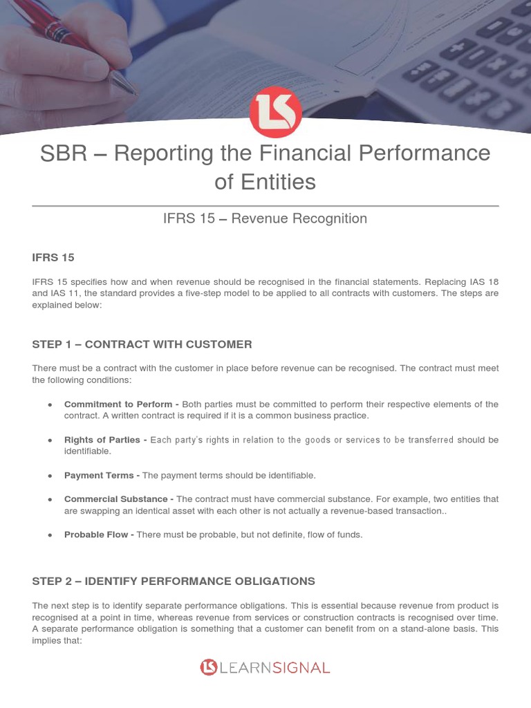 SBR - Reporting The Financial Performance of Entities: Ifrs 15 - Revenue Recognition | PDF ...