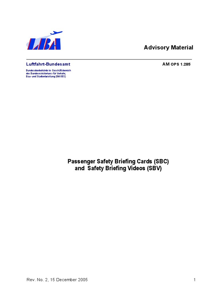 Passenger Safety Briefing Cards and Videos | PDF | Seat Belt ...