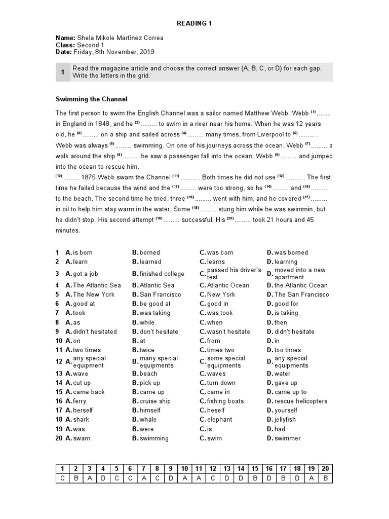 Reading Activity | PDF | Sea | Ships