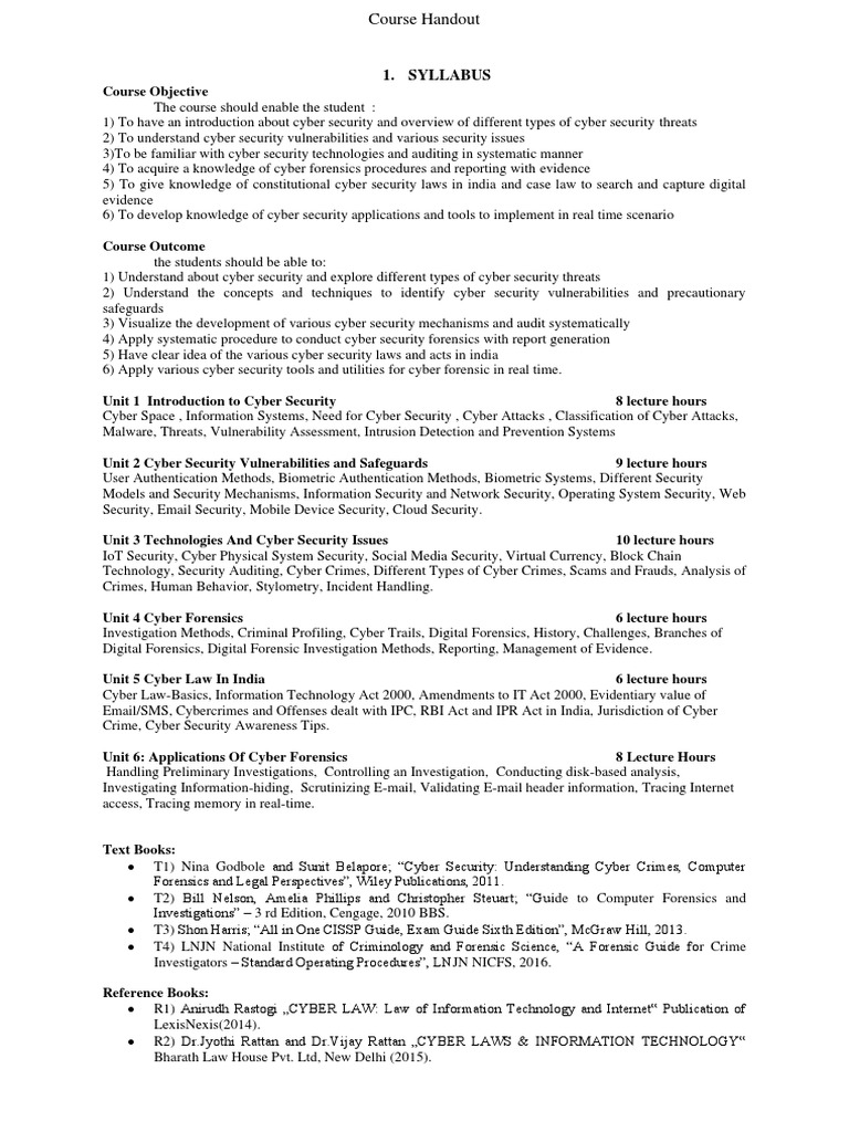 Cyber Crime Investigation Syllabus - Dr. Jayakumar .V | PDF | Computer ...