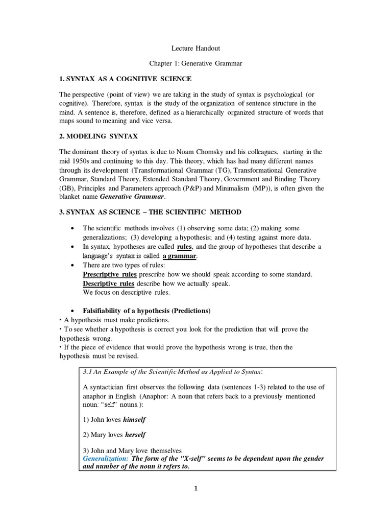 3.1 An Example of The Scientific Method As Applied To Syntax | PDF ...