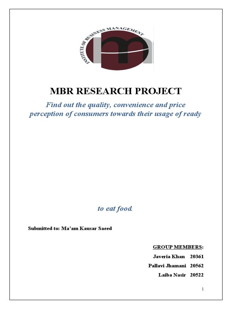 MBR Final Presentation (Section E) | PDF | Survey Methodology ...
