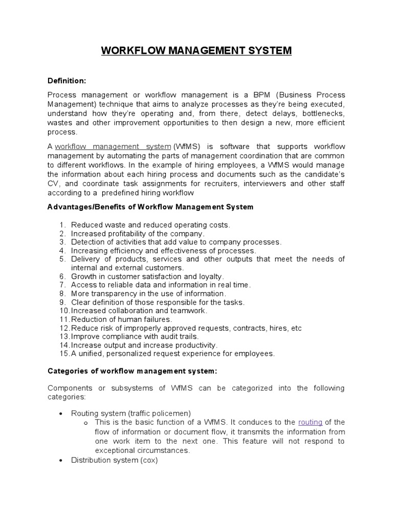 Workflow Management System Overview | PDF | Business Process Management ...