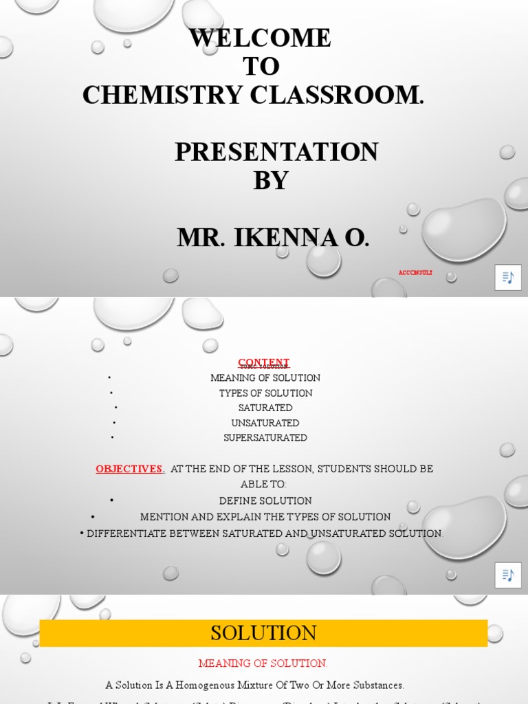 Welcome TO Chemistry Classroom. Presentation BY Mr. Ikenna O | PDF