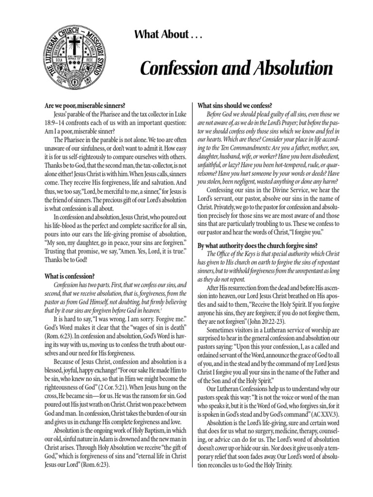 Confession and Absolution | PDF | Confession (Religion) | Lutheranism