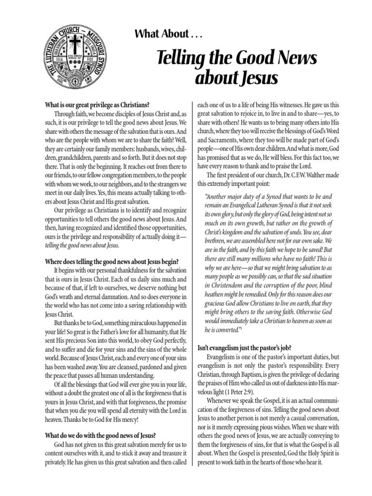 Telling The Good News of Jesus | PDF | The Gospel | Jesus