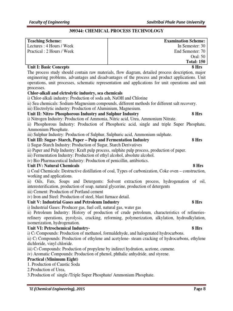 Chemical Process Technology - Syllabus | PDF | Cracking (Chemistry ...