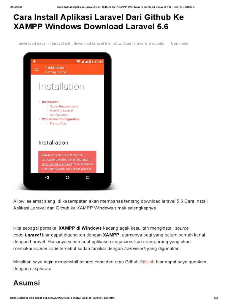 Cara Install Aplikasi Laravel Dari Github Ke XAMPP | PDF
