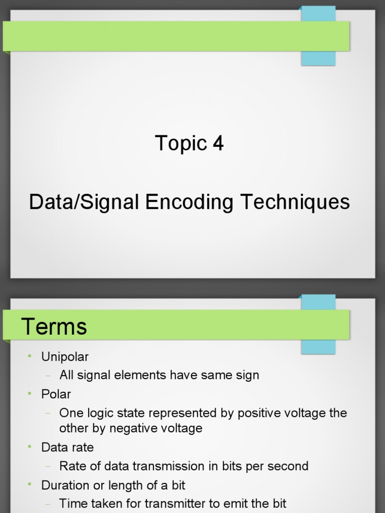 Topic 4 Data/Signal Encoding Techniques | PDF | Science & Mathematics ...
