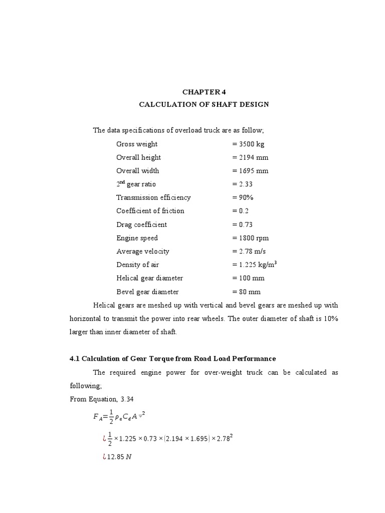 Calculation of Shaft Design | PDF | Gear | Mechanics