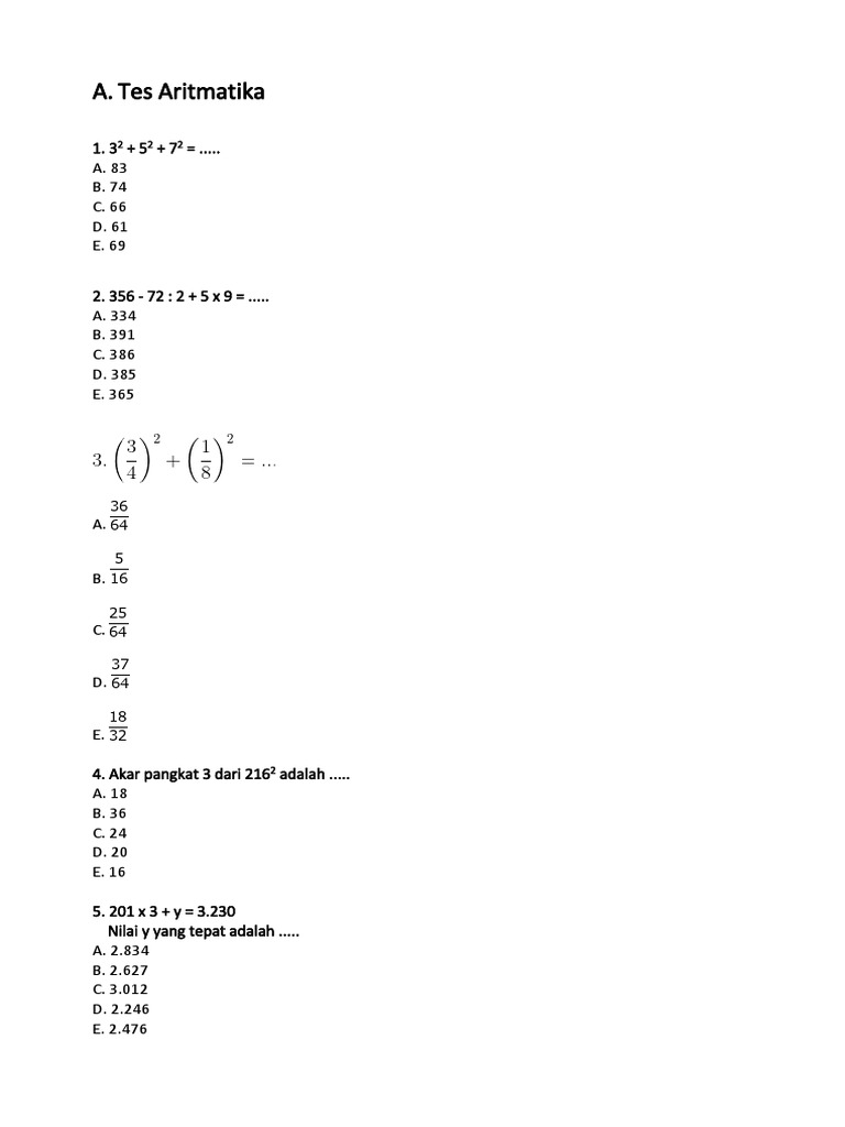 Tes Logika Angka - Soal PDF | PDF