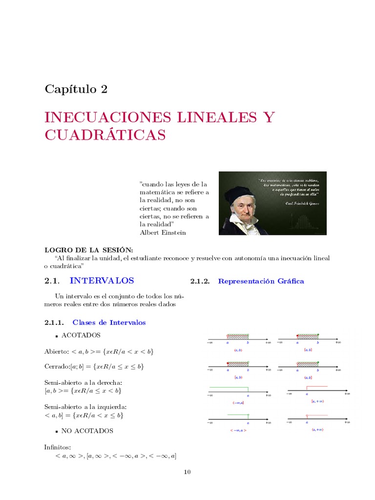 Inecuaciones Lineales y Cuadraticas | PDF | Desigualdad (Matemáticas) | Intervalo (Matemáticas)