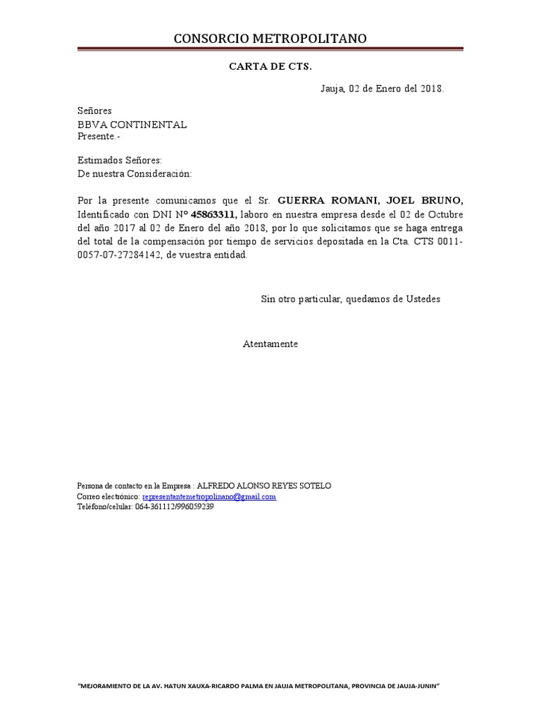 Carta de CTS | PDF