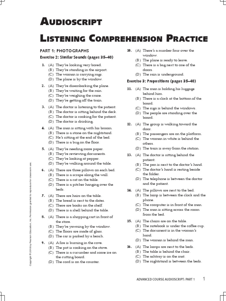 TOEIC Advanced Audioscript | PDF | Glasses