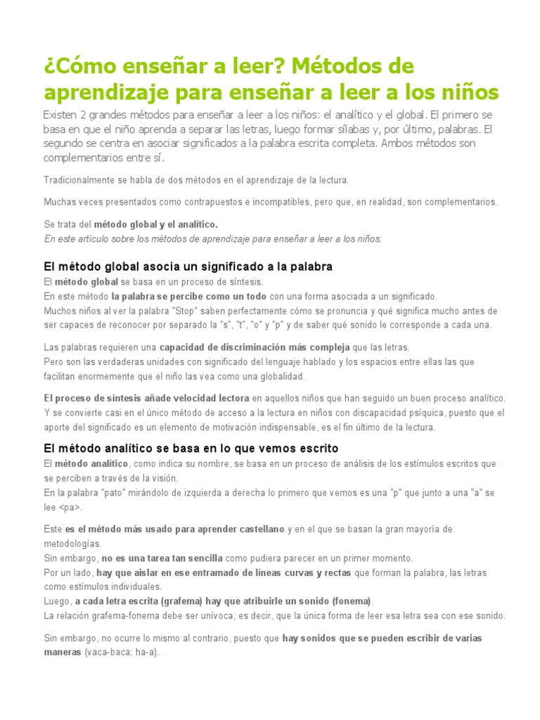 Cómo Enseñar A Leer | PDF | Palabra | Aprendizaje