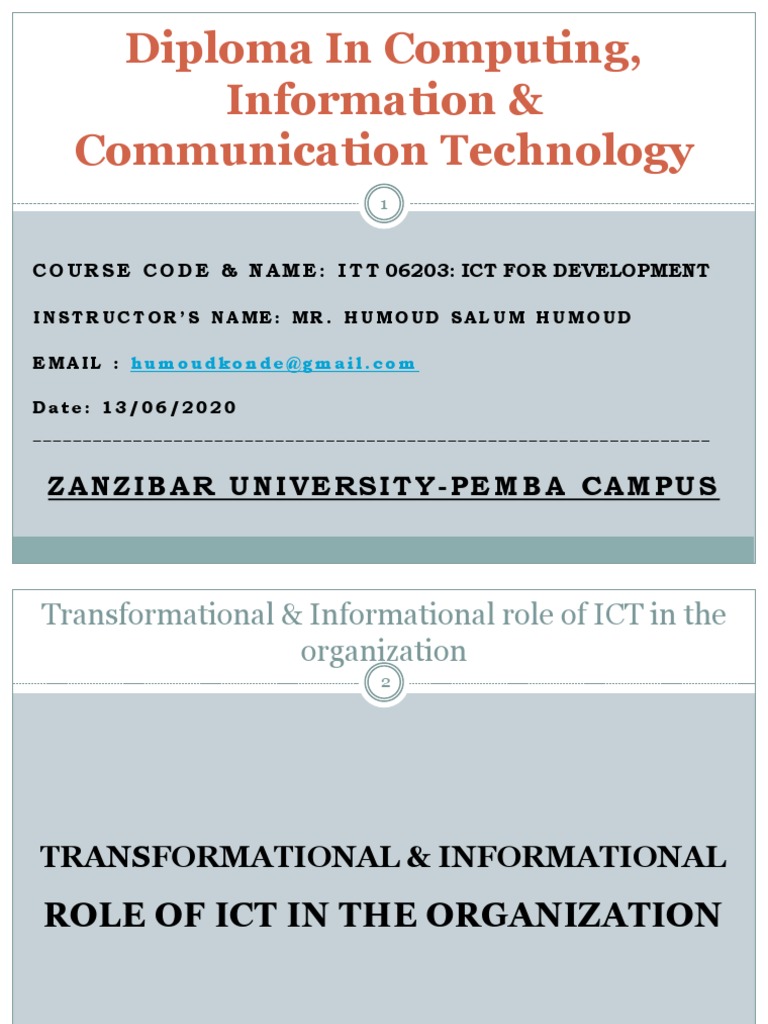 Diploma in Computing, Information & Communication Technology | PDF ...