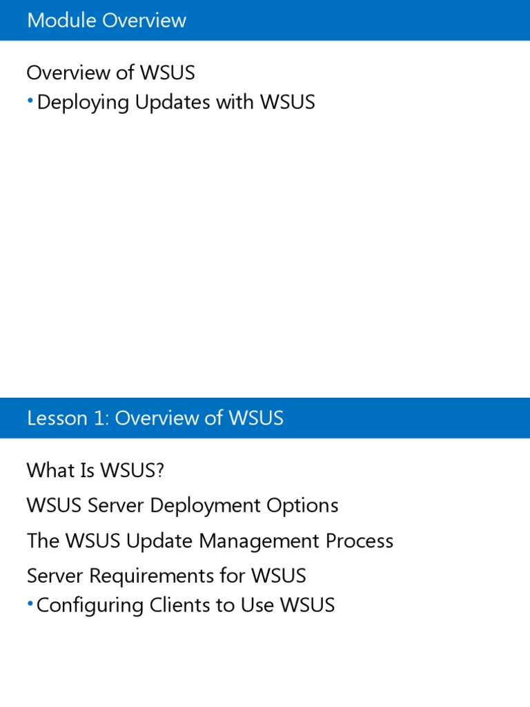 Overview of WSUS Deploying Updates With WSUS | Download Free PDF ...