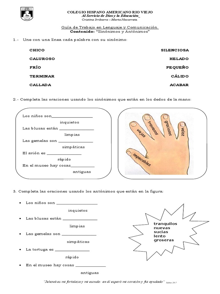 Guía de Sinónimos y Antónimos | PDF