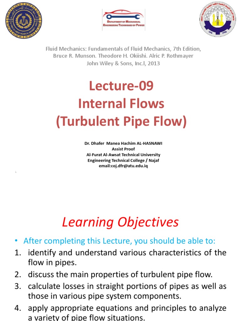 Lecture-09 Internal Flows (Turbulent Pipe Flow) | PDF | Fluid Dynamics ...