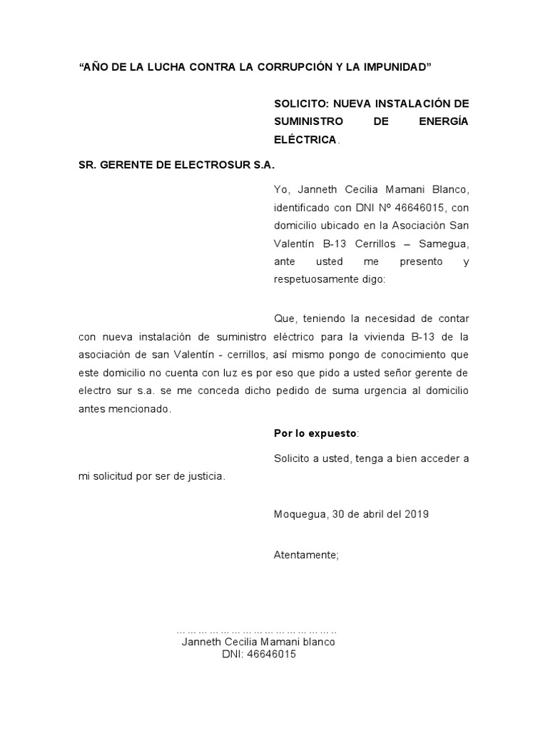 Solicitud de Luz | PDF