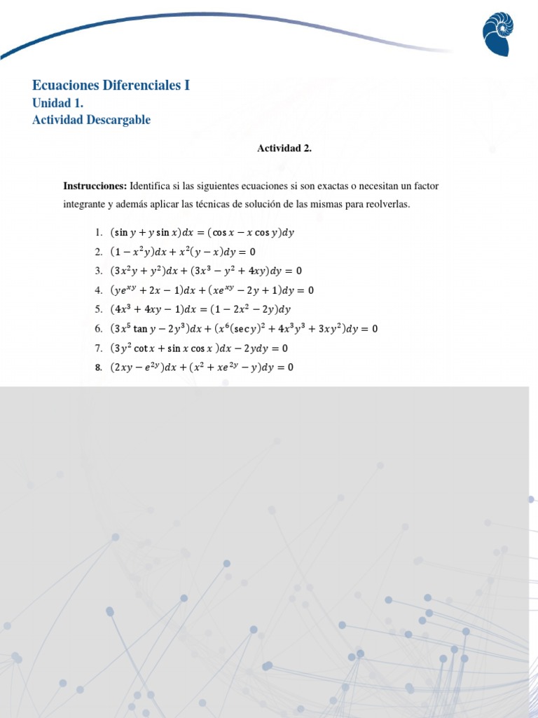 Act. 3 Ecuaciones - Exactas - o - Factor - Integrante | PDF