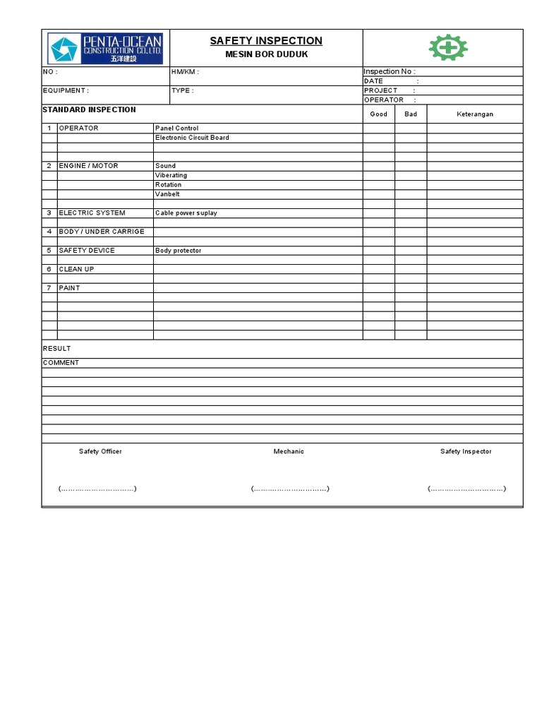 Safety Inspection: Mesin Bor Duduk | PDF | Engines | Machines