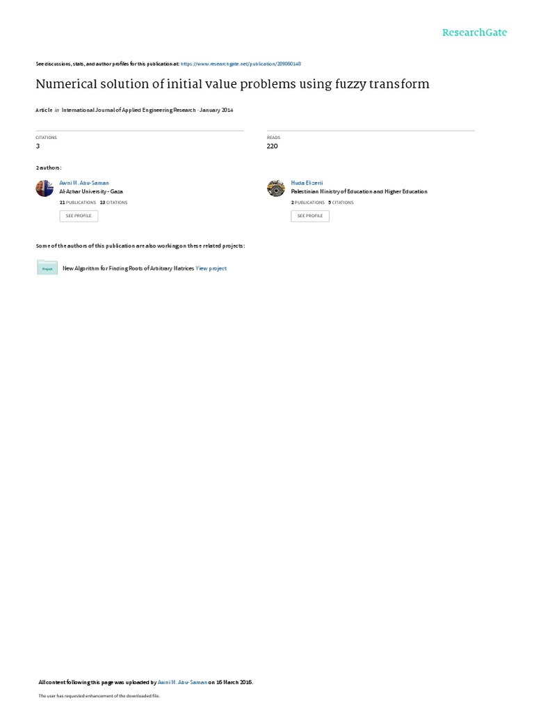 Numerical Solution Of Initial Value Problems Using Fuzzy Transform Pdf Function Mathematics