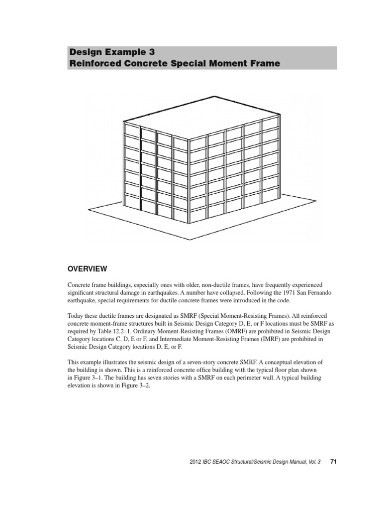 Design Example 3 Reinforced Concrete Special Moment Frame: 2012 IBC SEAOC Structural/Seismic ...
