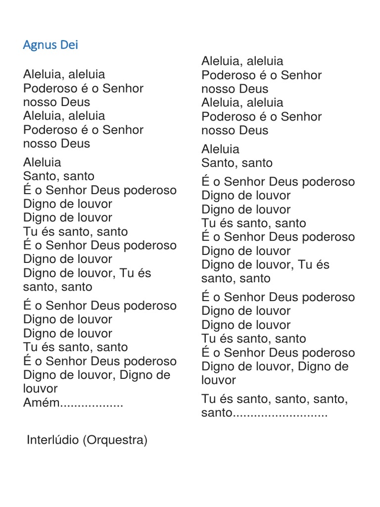 Agnus Dei Letra PDF | PDF