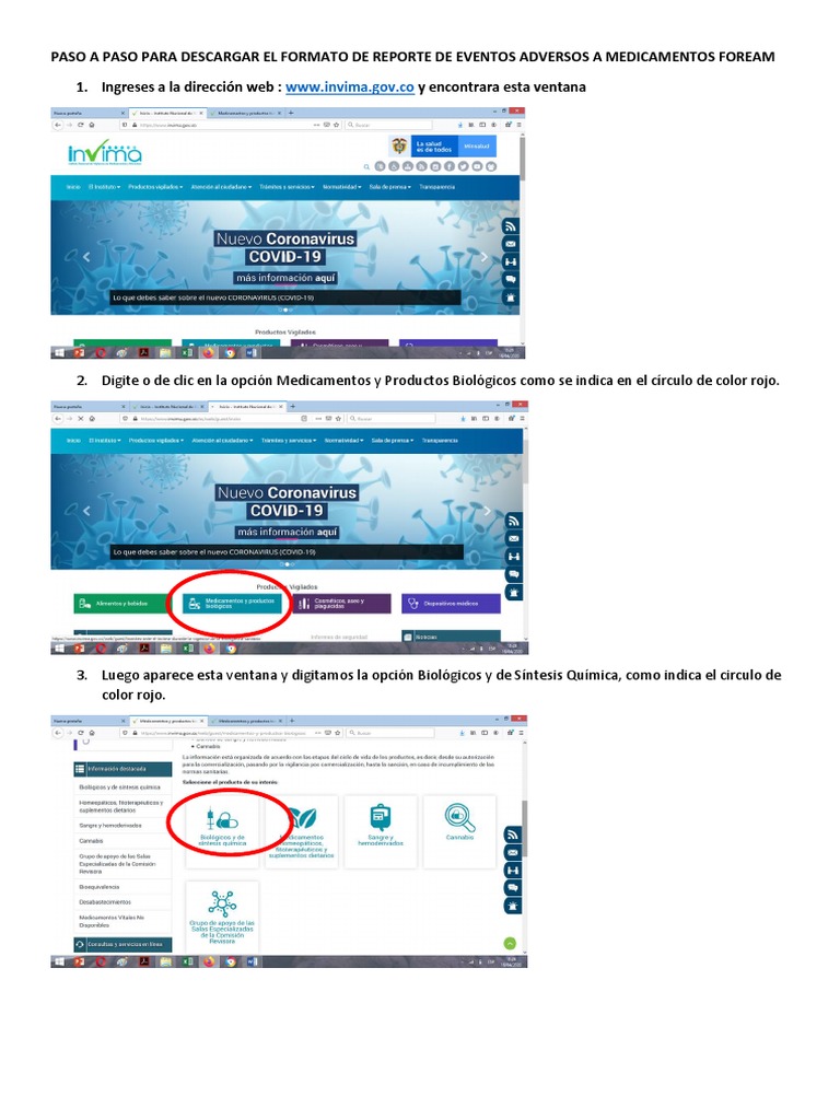 Paso A Paso para Descargar El Formato de Reporte de Eventos Adversos A ...