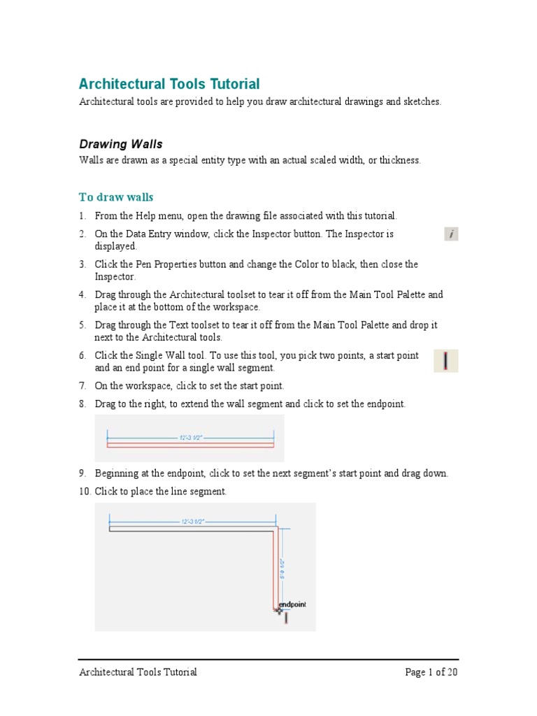 Architectural Tools Tutorial: Drawing Walls | PDF | Dialog Box | Menu (Computing)