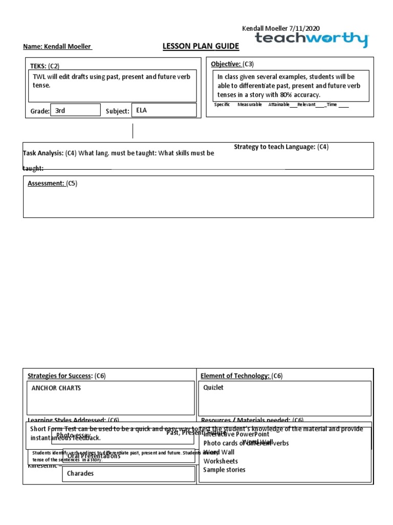 Effective Lesson Plan for Verb Tenses | PDF | Lesson Plan | Verb