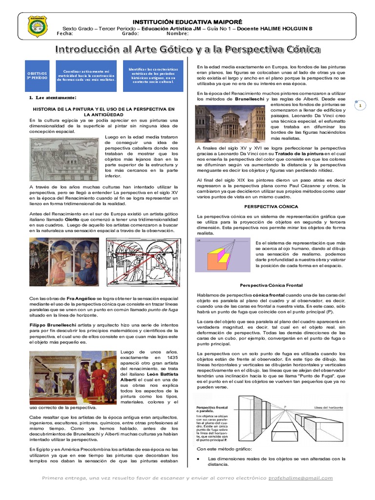 Artística 3P - 6° - Guia 1 | PDF | Perspectiva (Gráfica) | Pinturas