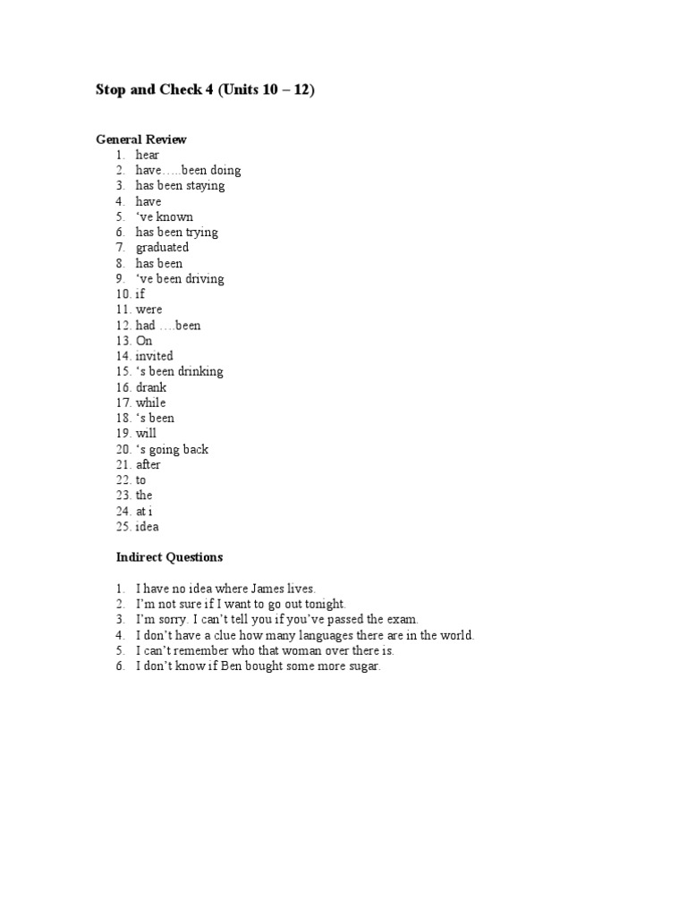 Stop and Check 4: Units 10-12 Review | PDF