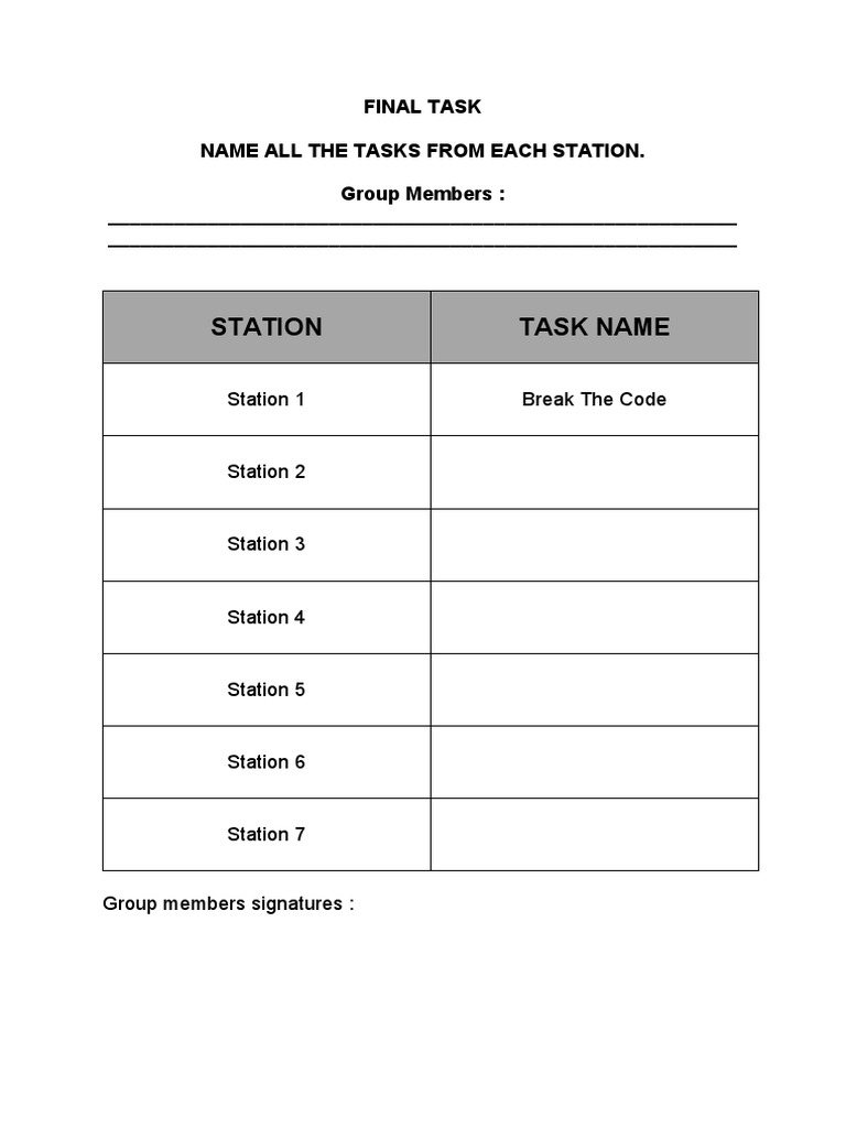 Task List for Each Station | PDF | Computers