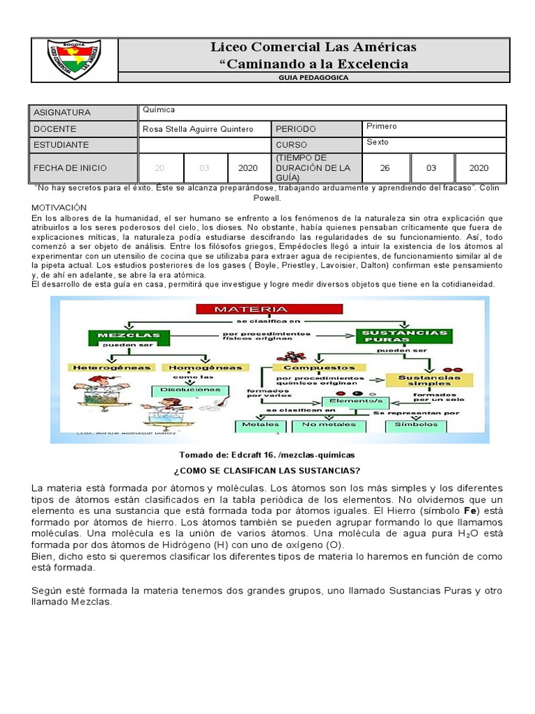 Guía Pedagógica de Química para Sexto | PDF | Sustancias químicas | Mezcla