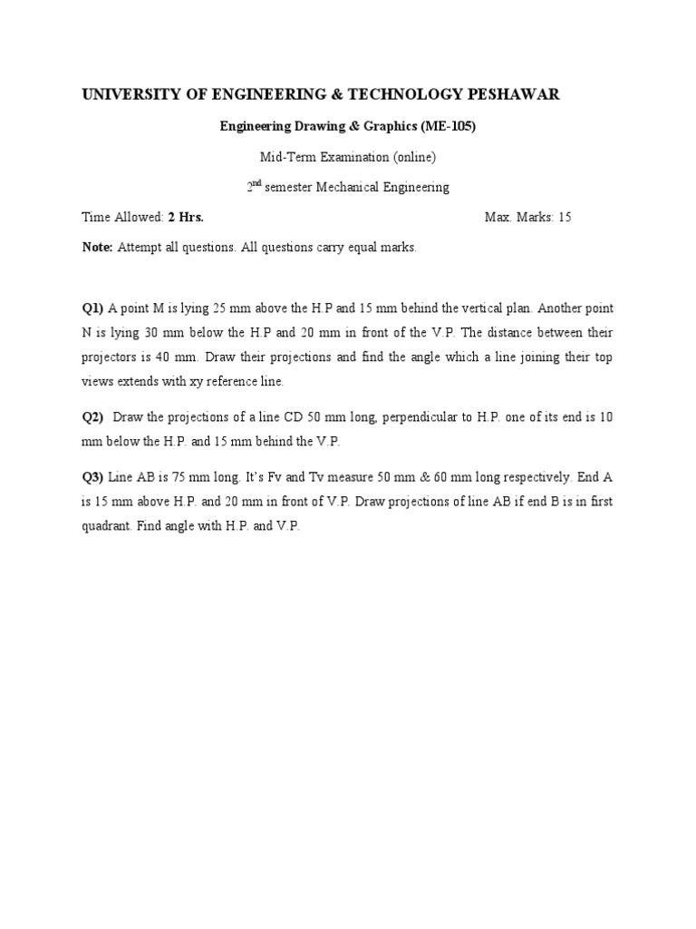 UoP Engineering Exams | PDF