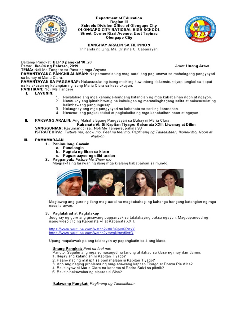 Noli Me Tangere Lesson Plan | PDF