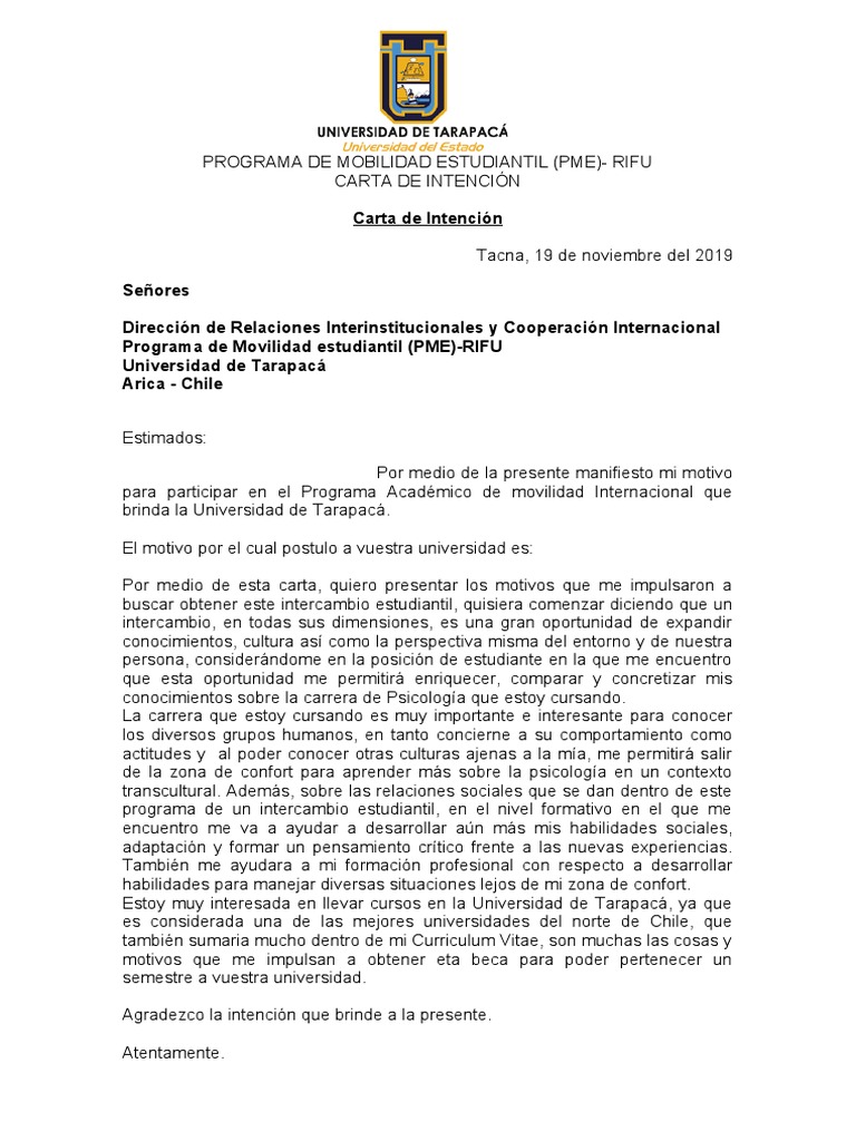 Carta de Intencion | PDF