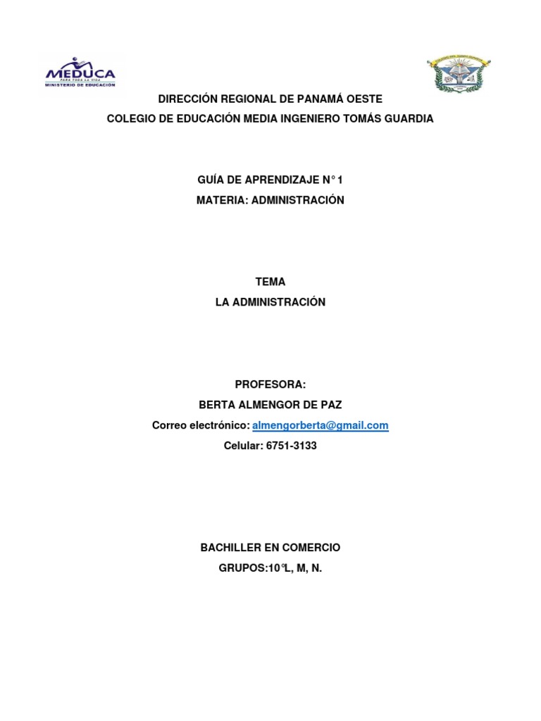 Guia de Aprendizaje N°1 | PDF | Planificación | Aprendizaje
