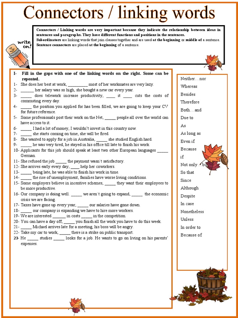 Connectors Linking Words - 61564 | PDF