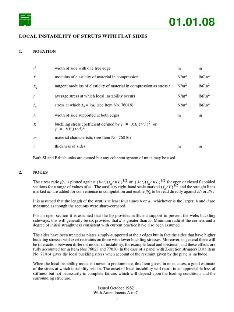 Local Instability of Struts With Flat Sides: D E E F F H K F KE TH F KE ...