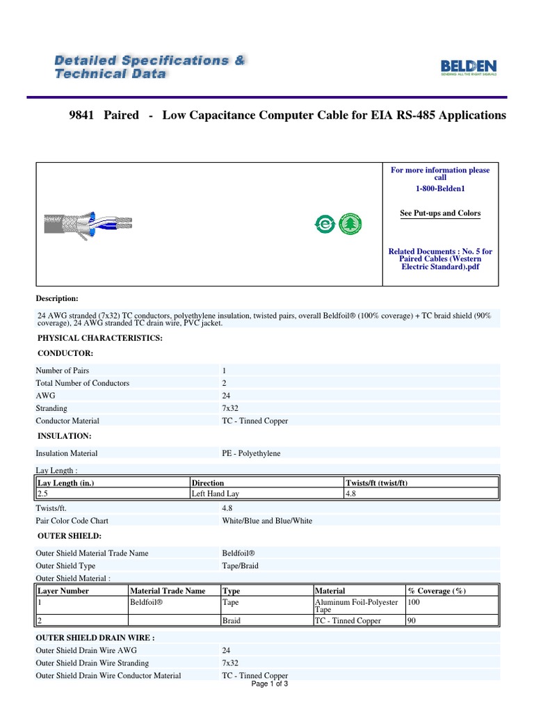 Cable MB+ 9841 PDF | PDF | Wire | Electrical Conductor
