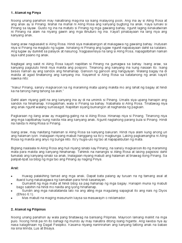 Mga Halimbawa NG Alamat | PDF